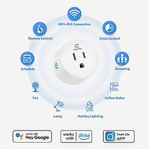 Smart Plug 5GHz, EIGHTREE Smart Plug Compatible with Alexa & Google Home, 5GHz & 2.4GHz WiFi, Smart Socket with Remote Control & Timer Function, No Hub Required