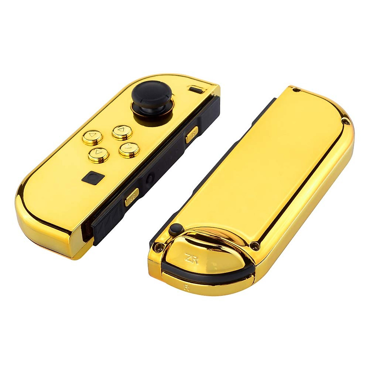 eXtremeRate DIY Replacement Shell Buttons for Nintendo Switch & Switch OLED, Chrome Gold Custom Housing Case with Full Set Button for Joycon Handheld Controller - Console Shell NOT Included