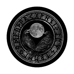 Odin's Ravens Full Moon Huginn and Muninn Rune Pagan Viking PopSockets Swappable PopGrip