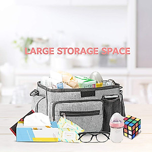 Baby Stroller Organizer with Non Slip Straps - Stroller Organizer Bag with Big Capacity, Waterproof Pocket and Insulated Cup Holders by LENTA MALL