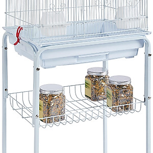 Yaheetech 62.4-inch Roof Top Flight Bird Cage for Parakeets Cockatiels Conures Finches Lovebirds Canaries Budgies Small Parrots, Large Birdcage with Detachable Rolling Stand, White