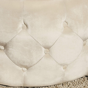 Christopher Knight Home Ivy Glam Velvet and Tempered Glass Coffee Table Ottoman, Beige, Black