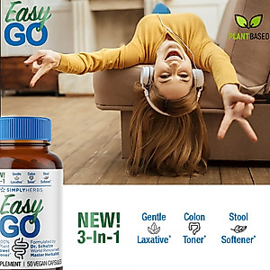 Dr. Schulze's Easy GO Bowel Mover - Formulated Gentle Laxative, Colon Toner & Stool Softener | 100% Plant Natural Bowel Cleanse - Promotes Regular & Complete Bowel Movements - 50 Count Vegan