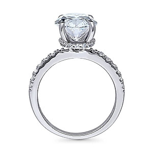 BERRICLE Sterling Silver Solitaire Wedding Engagement Rings 5.5 Carat Oval Cut Cubic Zirconia CZ Hidden Halo Ring for Women, Rhodium Plated Size 6