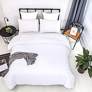 CLOTHKNOW White Comforter Sets Queen White Bedding Comforter Sets Full Plain White Bed Comforter Solid White Queen Size Bedding Set 3Pcs White Comforter Sets Queen