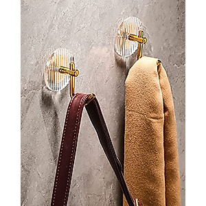 Besser Acrylic Gold Wall Hooks,Acrylic Wall Mounted Hooks,Gold Acrylic Towel Robe Hook 4 Pack,Wall Hooks for Coats