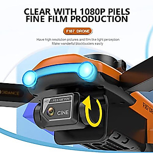 F187 Foldable Drone with Dual 1080p HD Camera, Mini Remote Control Quadcopter with LED Lights, WiFi FPV Real-Time Transmission, Auto Return, Follow Me, Headless Mode, 3D Flips, with Batteries (Black)