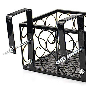 Tosnail Set of 2 Pack Rectangular Metal Railing Plant Stand, Large and Small Flower Pot Holder, Fence Planter Tray for Indoor Outdoor Use - Black