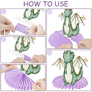 Dragon Honeycomb Centerpieces 11Pcs Dragon Theme Table Centerpieces Dragon Birthday Party Decorations Cute Dragon Honeycomb Decorations for Dragon Knight Baby Shower Supplies