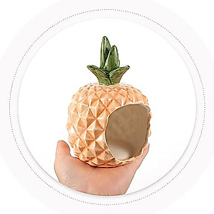 POPETPOP Ceramic Hamster Hideout - Lovely Pineapple Chinchilla Cooling Gerbil House Hamster Bed Room Cage Accessories for Guinea Pig Gerbil Ferret Hamster House