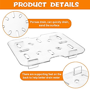 12 PCS Plastic Drain Shelf for 1/6 Size Food Pan Clear Plastic Grate Acrylic Food Drain Trays Plastic Drain Pan Clear Drain Trays for Food Fruit Vegetables Sink Teapot Dish Kitchen Restaurant Hotel