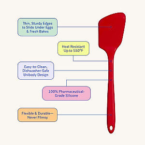 GIR: Get It Right - 10 Piece Silicone Utensil Set - Ladle, Spatulas, Flip, Spoons, Whisk, Potato Peeler & Spoonula, Heat Resistant, Dishwasher Safe, Kitchen Utensil, Baking Supplies - Red