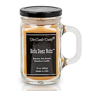 The Candle Daddy- Bofa Deez Nutz Candle - Banana Nut Bread, Hazelnut Scented Double Layer Candle - 10 oz Mason Jar Candle - Funny Gag Joke Candle Poured in Small Batches in USA