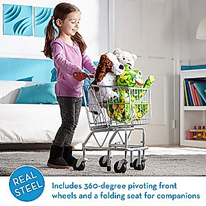 Melissa & Doug Toy Shopping Cart With Sturdy Metal Frame - Toddler Shopping Cart, Pretend Grocery Cart, Supermarket Pretend Play Shopping Cart For Kids Ages 3+