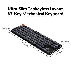 Keychron K1 Tenkeyless Layout Ultra-Slim Hot-swappable Wireless Bluetooth/Wired USB Mechanical Keyboard for Mac Windows with Low-Profile Optical Brown Switch White LED Backlit - Version 5