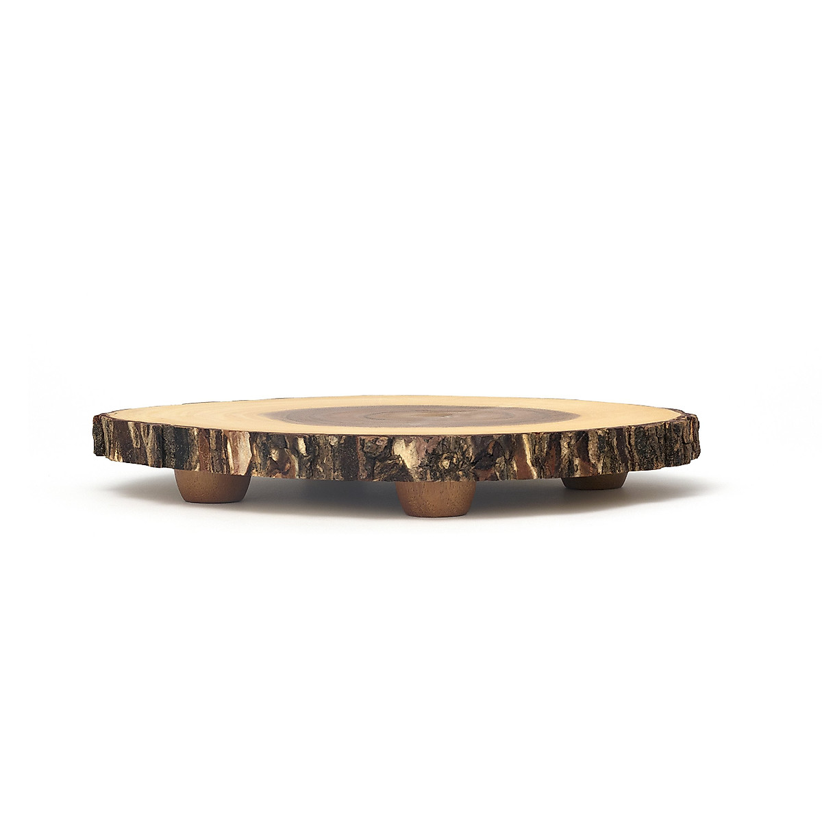 Lipper International Acacia Tree Bark Footed Server for Cheese, Crackers, and Hors D'oeuvres, Small, 10"-12" diameter