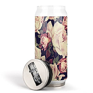 Stainless Steel Mug Roses Watercolor Thermos Cup Double Wall Vacuum Travel Mug With Lids Straw 17oz