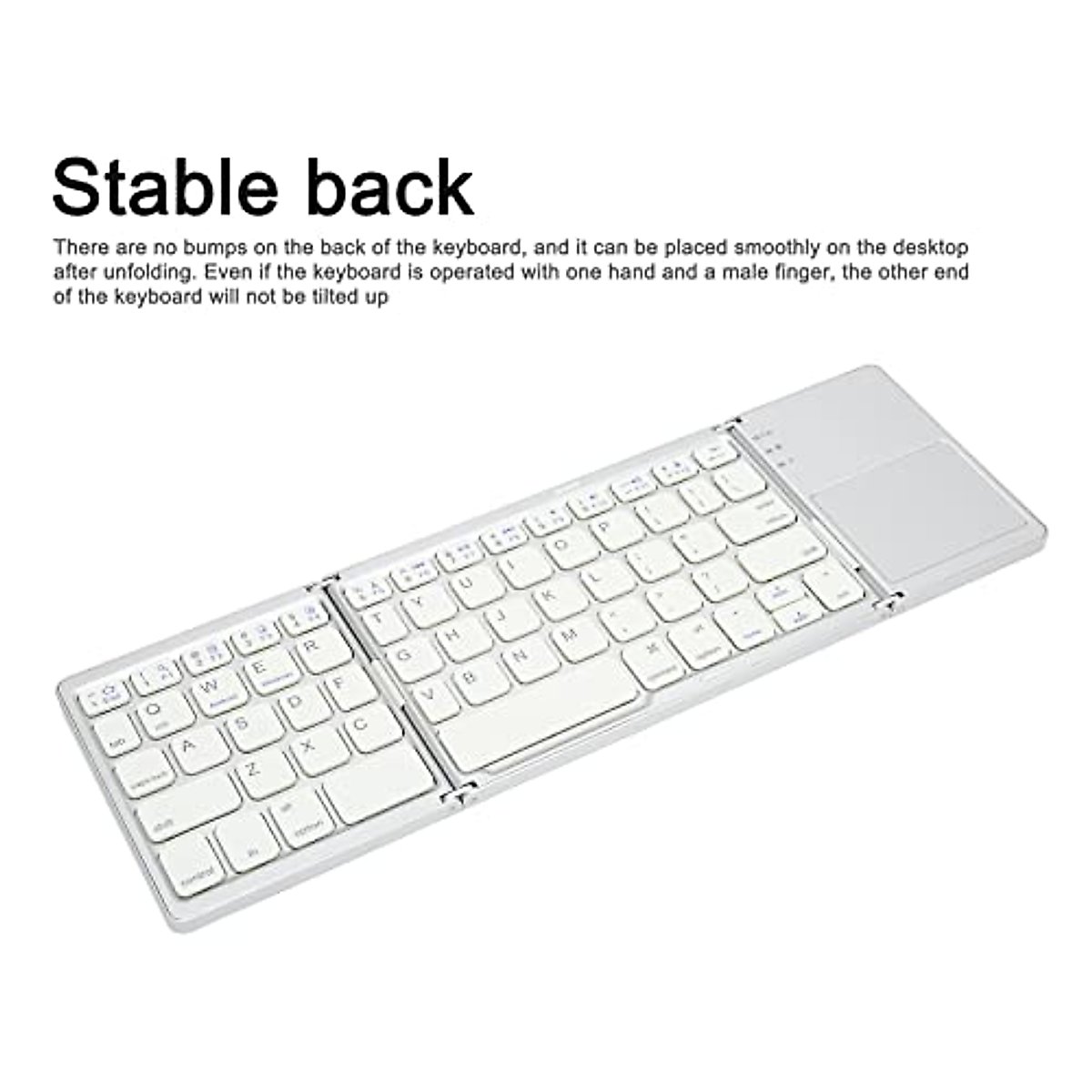 LMOLING Folding BT Keyboard, Wireless Portable Keyboard, 63 Keys Metal Ultra Thin Mini Folding Keyboard with Touchpad for Tablet Smartphones(Silver)
