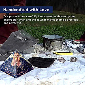 Re-Balancing Orgone Pyramid - Black Tourmaline Healing Crystals and Stones Pyramid - Gold Foil Copper Coil Soothes Panic Attacks Orgonite Pyramid - By Orgonite Crystal