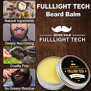 FULLLIGHT TECH Beard Balm, 2 Pack - Citrus Scent - Coconut, Argan, Jojoba Oils - Styles, Hydrates & Smooths Beards & Mustaches - Beard Styling Balm - Gifts for Men