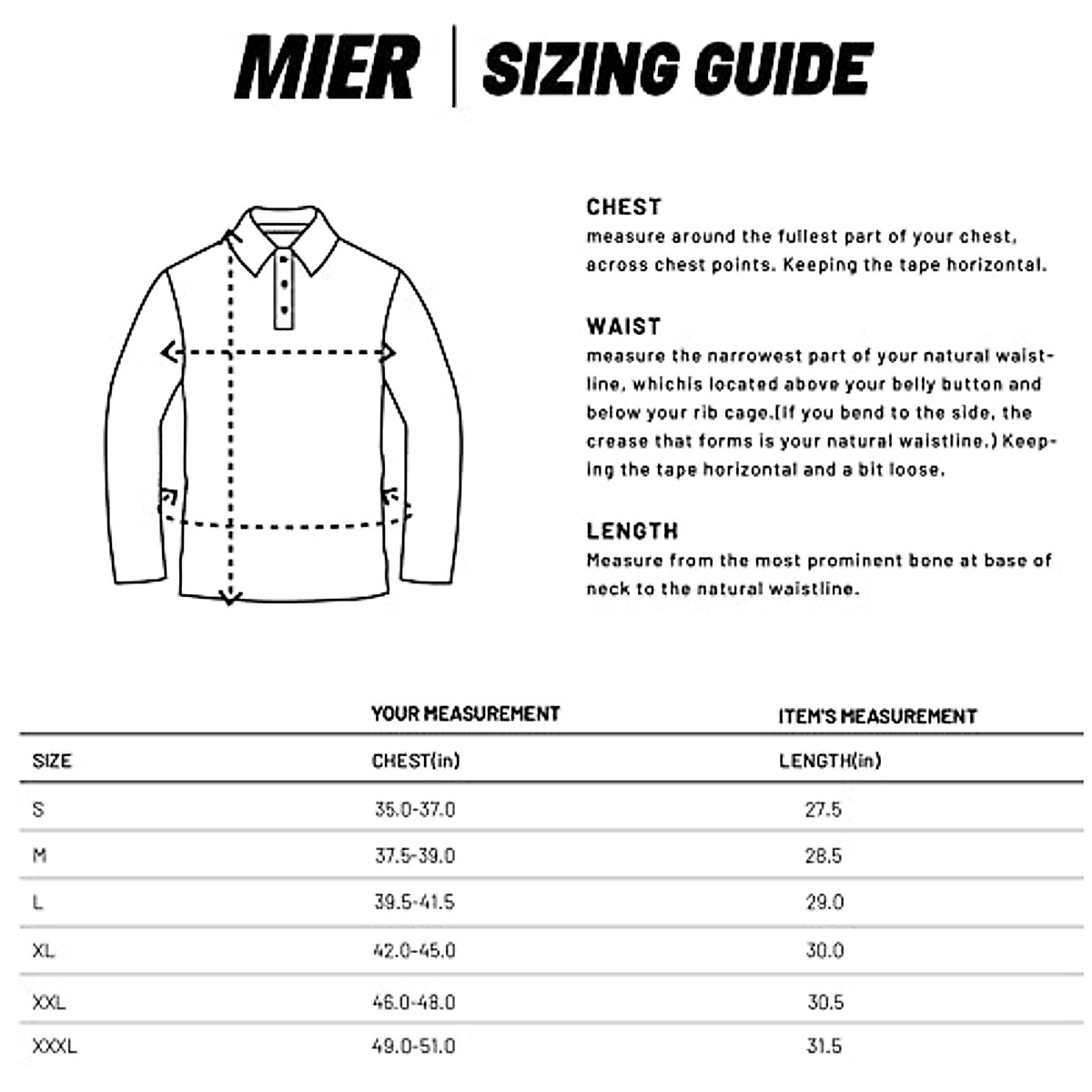 MIER Men's Outdoor Performance Tactical Polo Shirts Long and Short Sleeve, Moisture-Wicking, Black, Medium