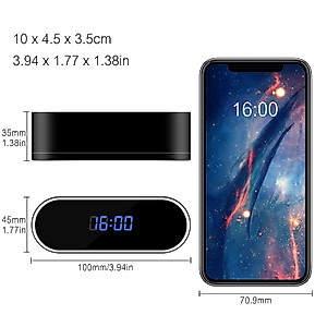Jigayao Camera Clock, HD 1080P WiFi Alarm Clock Camera with Night Vision/Motion Detection/Loop Recording, Wireless Security Nanny Cam for Home and Office-Support iOS/Android No Audio