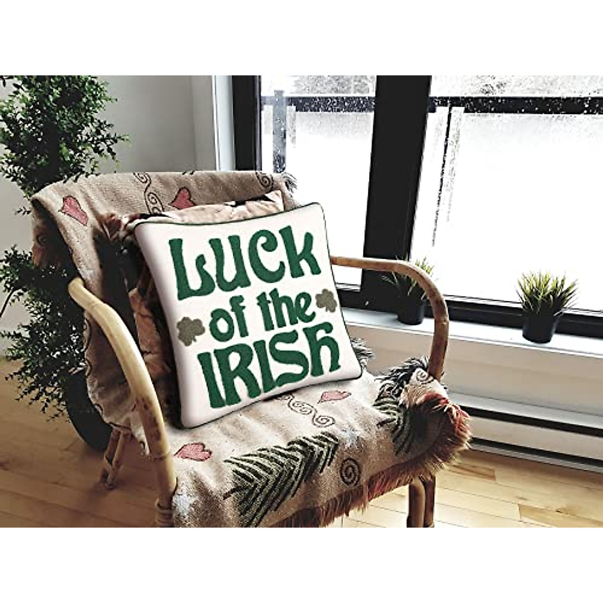 C&F Home 18" x 18" Luck of The Irish Clover St. Patrick's Pillow 18" x 18" Green