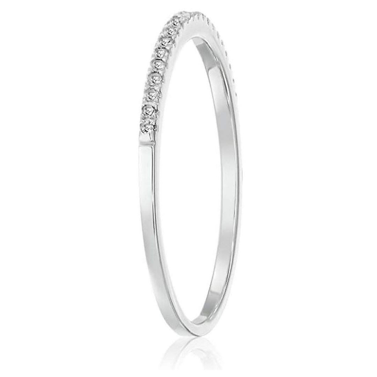 10k White Gold Thin Diamond Wedding Band (1/7 cttw, I-J Color, I2-I3 Clarity)