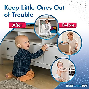 Invisible Drawer Safety Child Proof Cabinet Latches - 12Pack Drawer Locks Baby Proofing Cupboard Child Safety Latch with 2Pack Toddler Proofing Strap Locks - Easy to Install Baby Proof Cabinet Latches
