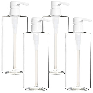 Youngever 4 Pack Pump Bottles for Shampoo 24 Ounce, Empty Shampoo Pump Bottles, Plastic Cylinder with Lockdown-Leak Proof-Pumps