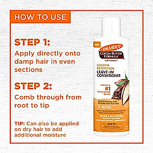 Palmer's Cocoa Butter & Biotin Length Retention Leave-In Conditioner, Instant Detangler, Soften and Strengthen Textured and Curly Hair, 8.5 Ounce