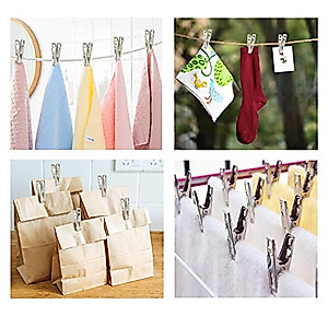 VIPbuy 60 PCS Strong Stainless Steel Clothes Pins Metal Laundry Clips with Storage Box for Clothes Sock Food Sealing Photos