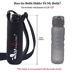 VIVAGLORY Neoprene Water Bottle Holder, Insulated Water Bottle Sling with Adjustable Shoulder Strap, Great for Stainless Steel & Plastic Bottles with 2.8"-3.2" Diameter, Sport & Energy Drinks