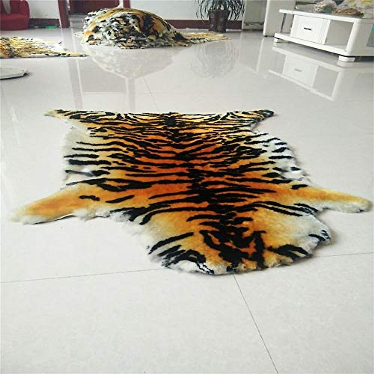 Tiger Area Rug Chic Style Leopard Skin Printed Rugs Australia Sheepskin Carpet Soft Plush Eco-Friendly Fits Perfectly in Living Room/Bed Room or as a Couch Decor One Pelt 1 Pack