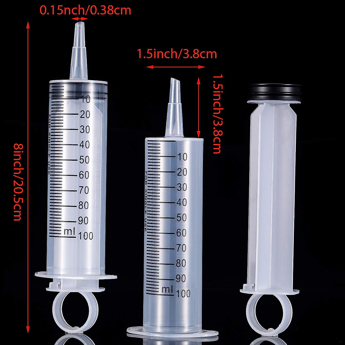 Frienda 4 Pack Large Plastic Syringe for Scientific Labs and Dispensing Multiple Uses Measuring Syringe Tools (100 ml)