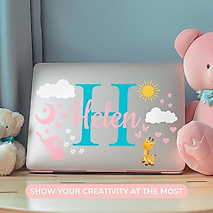 Personalized Name & Initial Vinyl Wall Decor I Nursery Wall Decal for Baby Boy & Girl Decoration I Stickers for Kids I Multiple Options for Customization (Wide 30" x 20" Height (Medium))