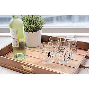 Toynk The Golden Girls Official Stemless Wine Glass Collectible Set of 4| Features One Wine Glass For Each Golden Girl | Each Glass Holds 16 Ounces