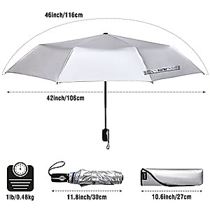 G4Free UPF 50+ UV Protection Large Travel Umbrella 46 Inch Auto Open Close Windproof Sun Blocking Umbrella (Lake Blue)