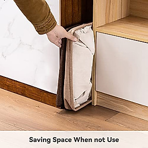 TECHMILLY 72L Large Laundry Hamper with Removable Bag, Collapsible Laundry Basket with Rope Handles, Dirty Clothes Hamper for Bedroom, Living Room, Clothes Toys Organizer, Brown