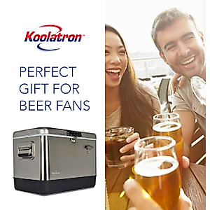 Koolatron Retro Ice Chest Cooler with Bottle Opener Blue and Red, Vintage Style Ice Bucket for Camping, Beach, Picnic, RV, BBQs, Tailgating, Fishing