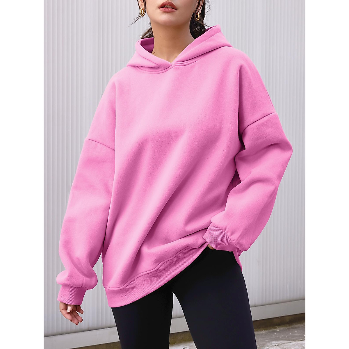 AUTOMET Womens Oversized Hoodies Fleece Sweatshirts Hooded Pullover 2024 Fashion Fall Clothes Trendy Outfits Winter Sweater Pink