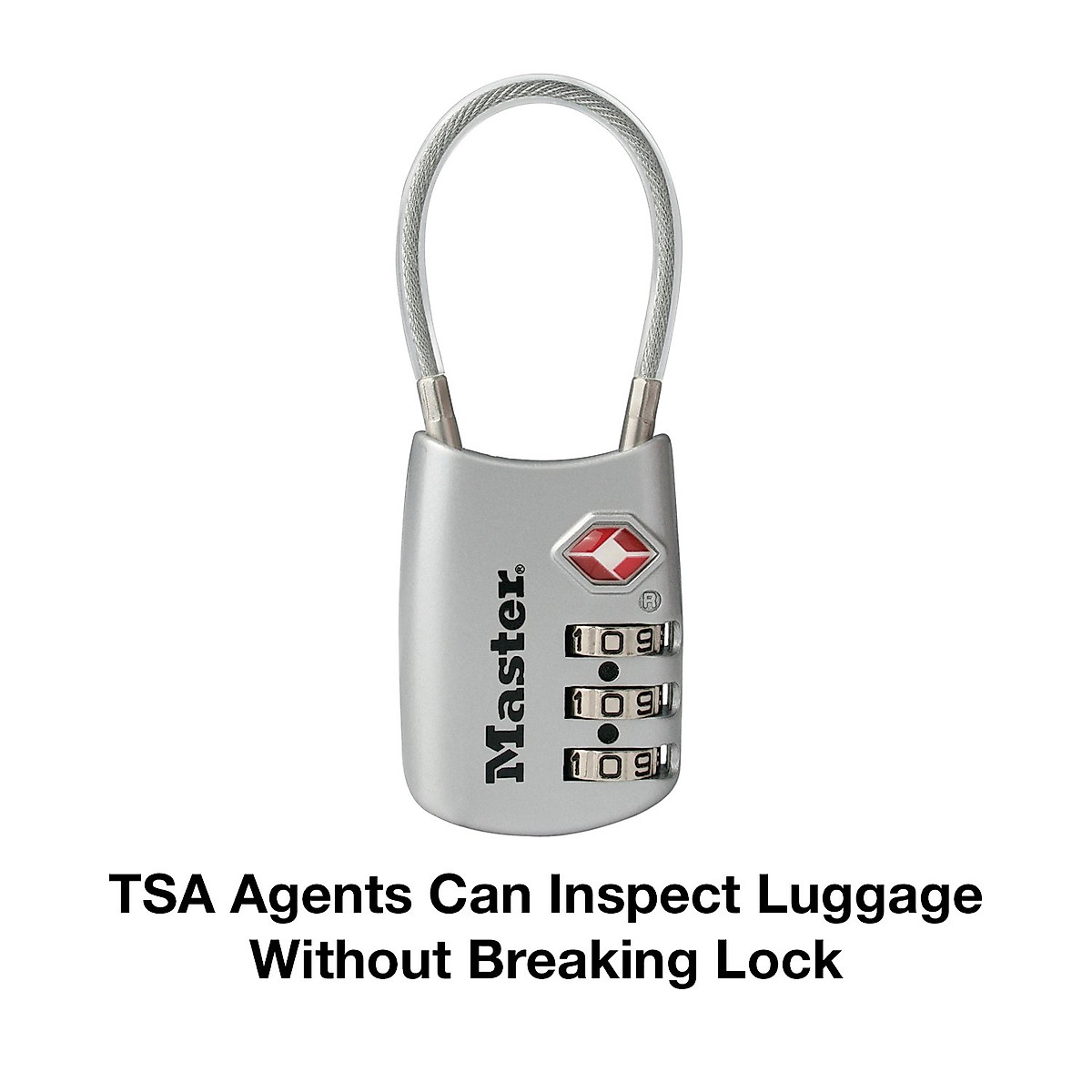 Master Lock 4688D Set Your Own Combination TSA Approved Luggage Lock, 1 Pack, Silver
