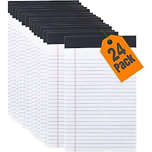 1InTheOffice Jr Legal Pads,Small Legal Notepads, 5" x 8", Narrow Ruled Note Pad, White, 50 Sheets/Pad, 24 Pads/Pack