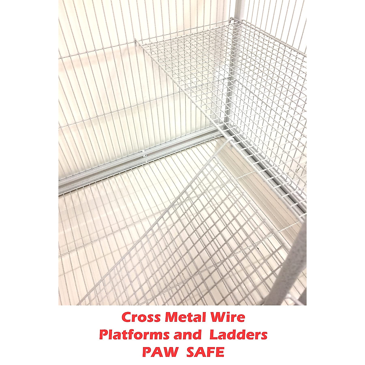 64" Extra Large Wrought Iron Double Center Divider 3-Floors Cage Guinea Pig Ferret Chinchilla Sugar Glider Hamster Mice Rat Rabbit Detachable Rolling Stand