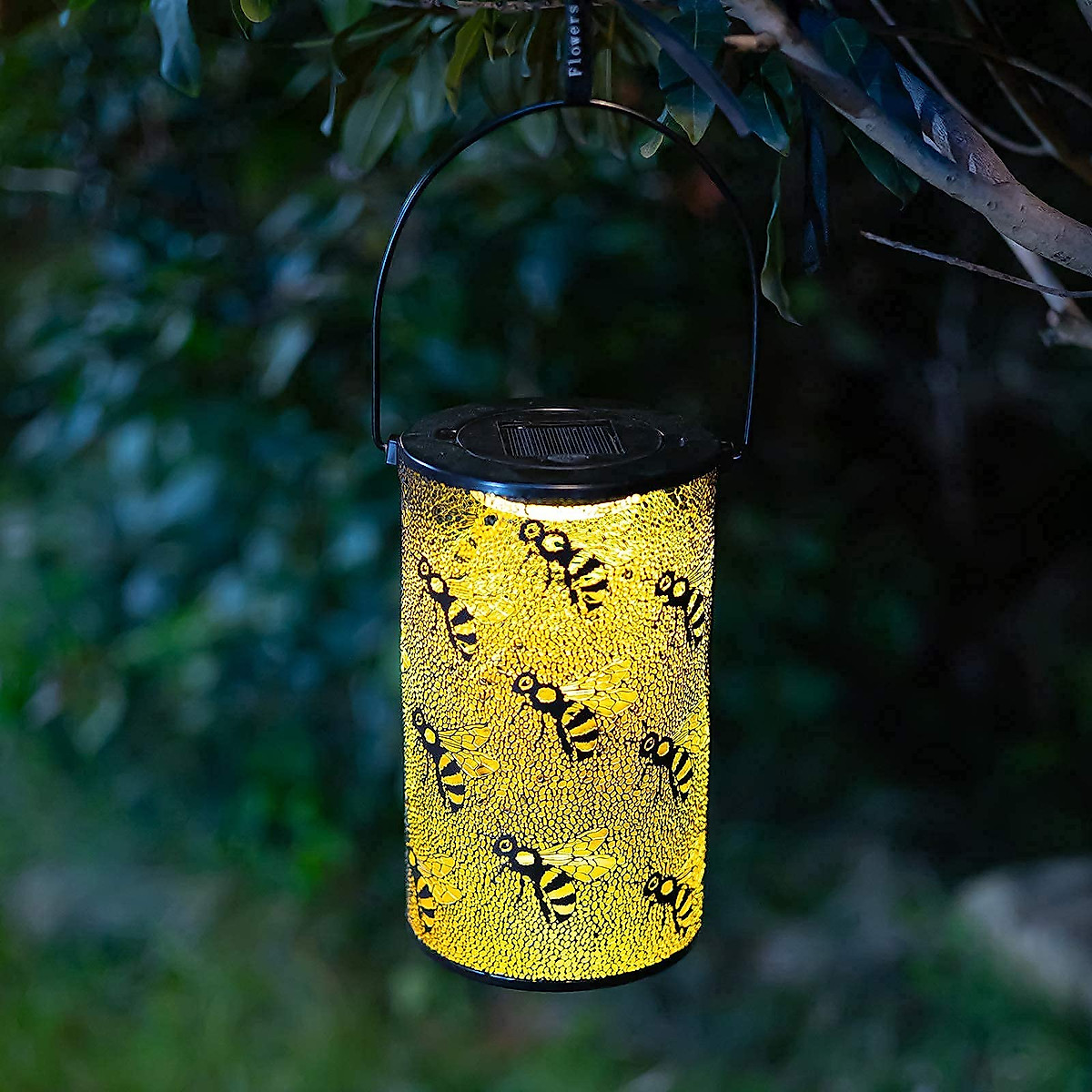 FLJZCZM Solar Lanterns Lights Outdoor Lantern Hanging Garden Metal Retro Light Battery Table Lamp Decorative Yard Camping Waterproof Yellow