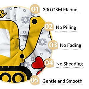 Excavator Blanket for Boys, Men, Excavator Lovers - Soft, Lightweight - 40x50 Inches Crib Size Throw Blanket for Bed, Couch, Sofa - Yellow Cute Lightweight Throws Gift