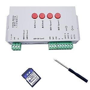 TOPXCDZ T1000S T-1000S SD Card for WS2801 WS2811 WS2812B LPD6803 led Pixel Controller RGB Full Color DC5V-24V RGB Play Video SPI, Multicolor