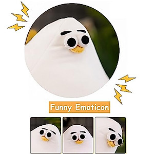 KooTeedd Cute Seagull Plush Pillow Fat Chicken Plush Toy Stuffed Animal Funny Mother Hen Doll Cartoon Plushie Gift for Girlfriends 15 Inch