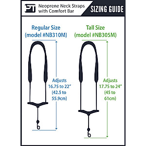 Pro-Tec 22-Inch Neoprene Saxophone Neck Strap with Comfort Bar - Black (Model NB310M)