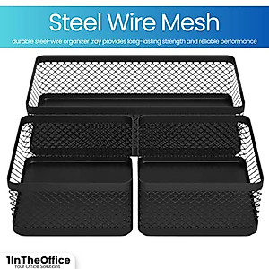 1InTheOffice Mesh Collection Desk Drawer Organizer Tray 3 Compartment - Stackable, Matte Black
